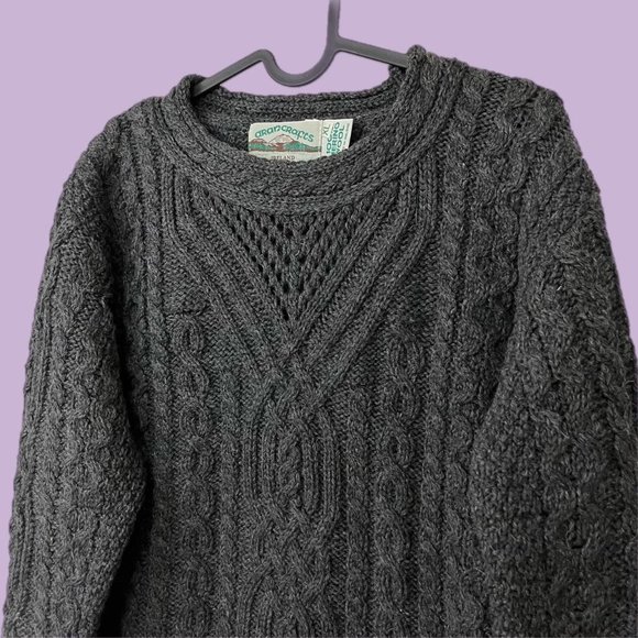 Aran Crafts | Sweaters | Aran Crafts Gray Chunky Cable Knit Irish Wool ...